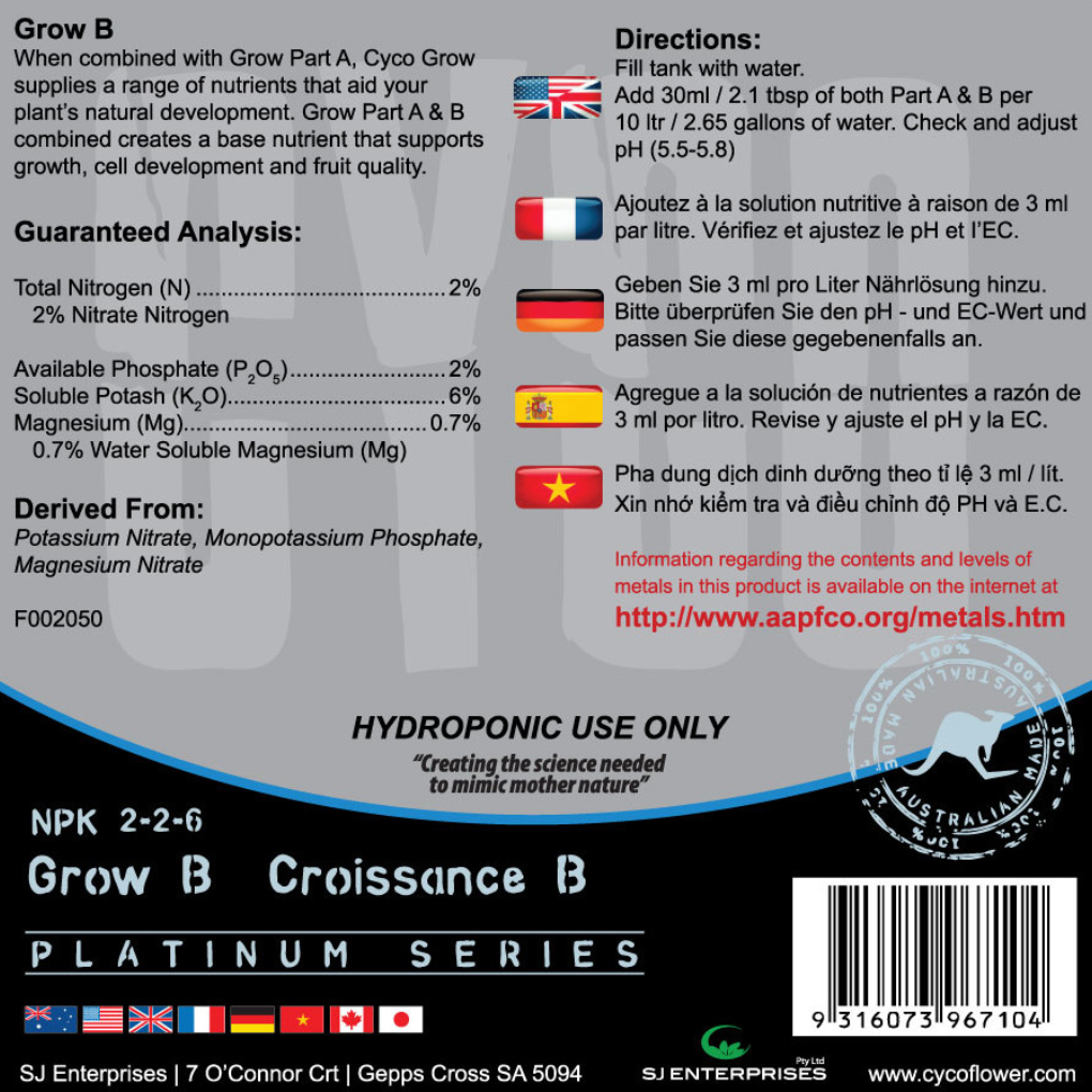 Cyco Grow B – HYDROTECH HYDROPONICS